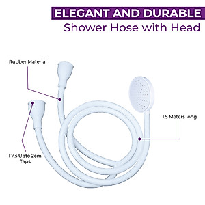 Blue Canyon Vector White Shower Head (SH001), Polished, Wall Mounted, Round, 1.5 meters Hose, 1 Jet