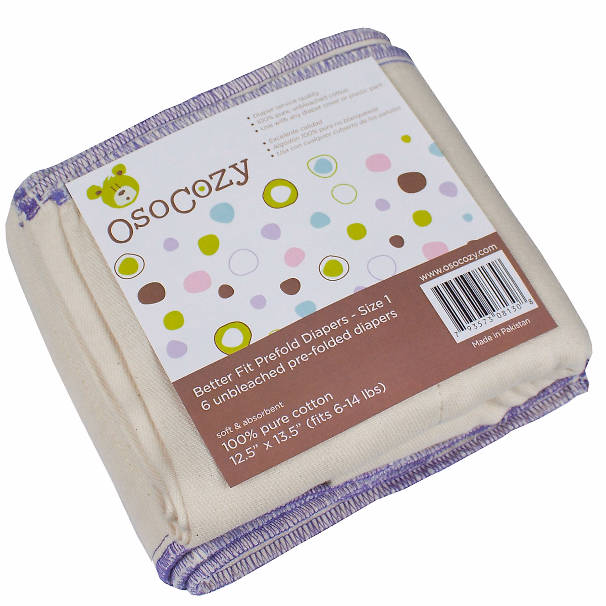 OsoCozy Better Fit Prefold Cloth Diapers - Small - 6 pk