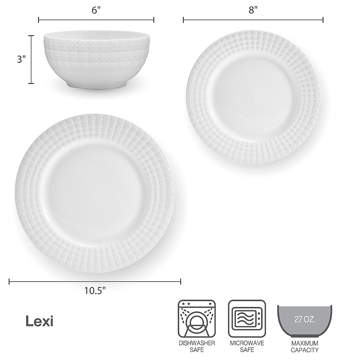 Pfaltzgraff Lexi 12 Piece Dinnerware Set, Service for 4 White