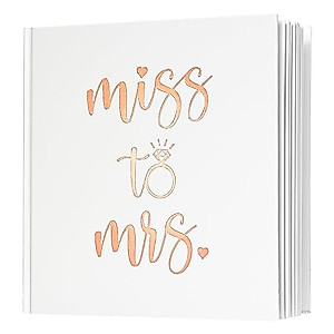 Calculs Polaroid 'miss to mrs' Picture Book Bridal Shower Guest Book Blank Pages for Instant Film Rose Gold Bachelorette Party Sign in Book 8.5” Square White Cover Rose Gold Foil Stamping