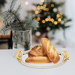 UPKOCH Metal Serving Tray Stainless Steel Fruits Tray Snacks Tray Dessert Serving Tray Coffee Table Tray Cosmetics Jewelry Decorative Serving Tray for Home Kitchen Golden Extra Large Serving Tray