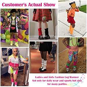 Leg Warmers for Women 80s Fashion costumes Ribbed Knit Knee High Socks for Party Accessories Rose Pink