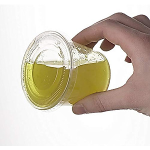 Plastimade Clear Disposable Plastic Portion Cups With Lids (200 Sets - 2 Oz) - Disposable Condiment Cups, Sauce/Dip/Dressing Cups, Souffle Cups & Jello Shot Cups With Lids | Great Sampling Container