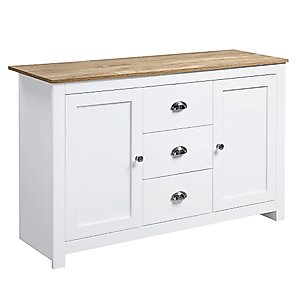 HOMCOM Kitchen Sideboard with Adjustable Shelves, Buffet Cabinet, Coffee Bar Cabinet with 3 Storage Drawers, White
