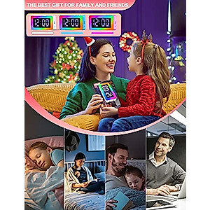 Umedo Alarm Clock for Bedrooms Dual Alarm Clocks 8 RGB Night Lights, 3 Mode Mirror Clock, USB Port, 8 White Noise, 7 Wake-Up Sounds, 16 Level Volume, 0%-100% Dimmable, Bedside Clock for Kids & Adult