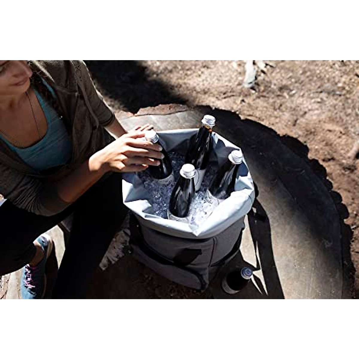 ONIVA - a Picnic Time brand - Disney Mickey Mouse OTG Roll-Top Cooler Backpack - Hiking Backpack Cooler - Soft Cooler Bag, (Heathered Gray) 26 x 7.5 x 10.25