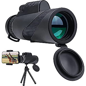 12x60 High Power Monocular Telescope for Smartphone, AMESEDAK Compact & Portable High Definition Monocular for Adults with Low Night Vision, High Powered Telescope with Smartphone Adapter