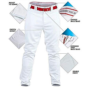 Rawlings Unisex Straight Rawlings BPU150 Pants WHITE M, White, Medium