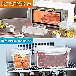 LIHONG Large Food Storage Containers with Lids Airtight 118oz, 8-Piece Plastic Storage Containers Meal Prep Containers for Kitchen Pantry, Microwave Dishwasher Safe, Green