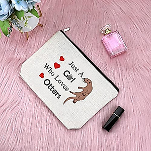 Otter Lover Gift for Women Makeup Bag Otter Gift for Teen Sea Otter Gift for Daughter Otter Themed Gift Otter Animal Lover Gift Cosmetic Bag Zookeeper Birthday Gift Christmas Gifts Zipper Travel Bag