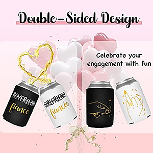 Boyfriend and Girlfriend Can Coolers, Newly Engaged Can Sleeve, Engagement Gifts for Couples, Fiance Fiancee Gift for Him and Her, Neoprene Can Coolers for Mr and Mrs(2 Pack)