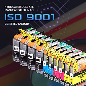 K-Ink Compatible Ink Cartridge Replacement for Brother LC203 LC 203XL 201XL LC201 to use with MFC-J480DW MFC-J880DW MFC-J4420DW MFC-J680DW MFC-J885DW (4 Black, 2 Cyan, 2 Magenta, 2 Yellow, 10 Pack)