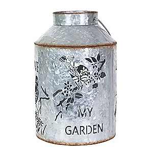 Exhart Solar “Garden” Cute Pail Lantern, Outdoor LED Garden Light, Durable Stamped Metal, 7.5”X11.5”