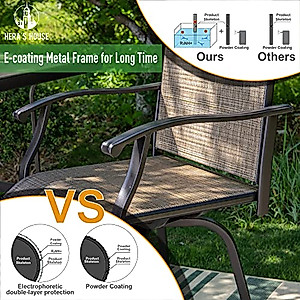 HERA'S HOUSE Outdoor Swivel Bar Stools, Outside Bar Height Patio Chairs Set of 4 with Solid Back & Armrest, All Weather Textilene Sling Fabric Chair for Lawn Garden