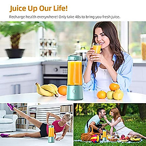 2021 Hotsch Portable Blender, 13.5 Oz Personal Size Juicer Cup for Smoothies and Shakes, USB Rechargeable with Six Blades, for Sports Travel and Outdoors - Blue