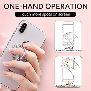 Cell Phone Finger Ring Stand with Sparkly Diamond, Nsiucion Heart Phone Ring Kickstand Holder [Washable] [Removable], 360°Rotation Zinc Alloy Ring Grip Stand for All Phones and Tablets (Silver)