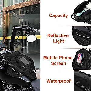 X AUTOHAUX Universal Motorcycle Tank Bag Backpack Motorbike GPS Bag Magnetic Gas Oil Fuel Tool Saddlebag Oxford Waterproof Black