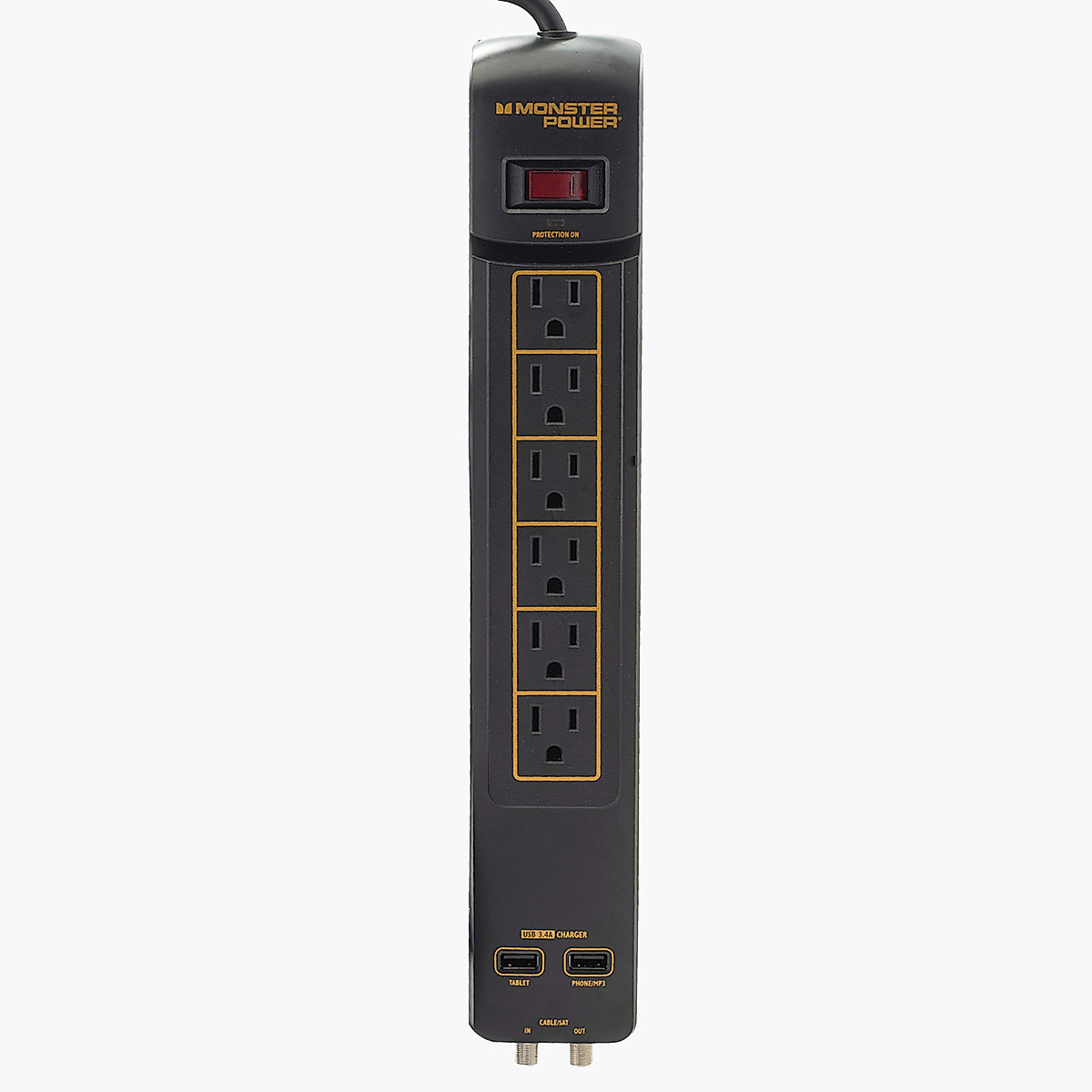 Monster Power Surge Protector 6-Outlet Power Strip, Gold 600 AVU+