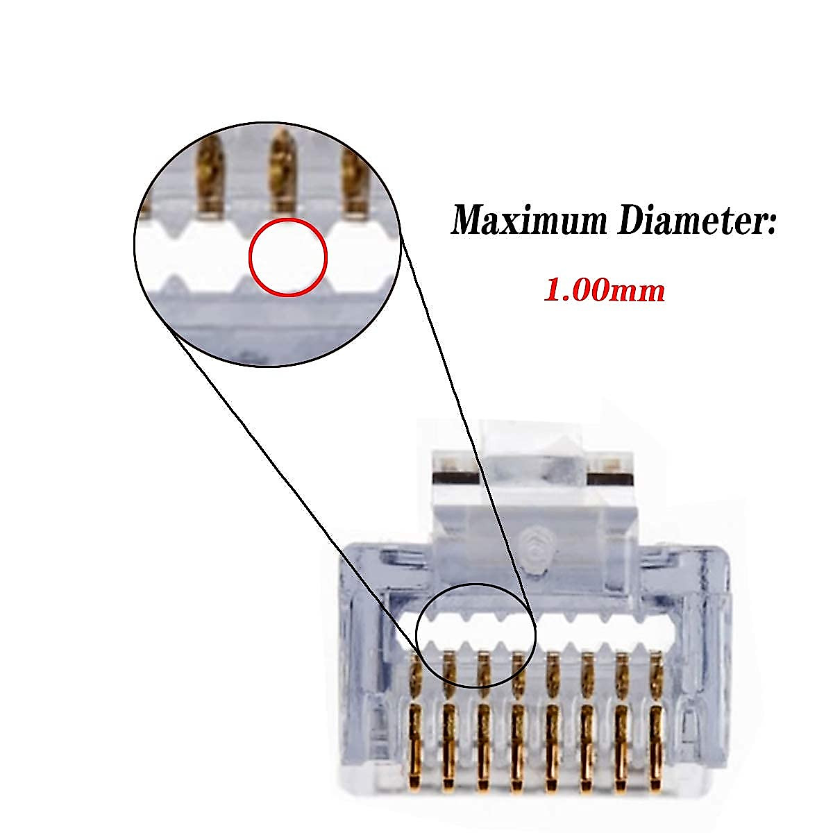 RJ45 Cat5 Cat5e Connectors End Pass Through Gold Plated 8P8C UTP Ethernet Network Plug(100Pack)