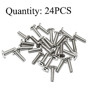 Pro Bamboo Kitchen 24pcs 304 Stainless Steel Hexagon Socket Head Screw, M6x20mm Inverted Flat Head Bolt, Oblique Round Head Hexagon Screw, Furniture Screw Countersunk Connector Fastener