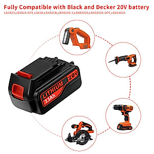 BATTOOL Upgraded 7500mAh 20V LBXR20 Replacement Battery for Black and Decker 20V Lithium Battery LB20 LBX20 LBXR2020-OPE LBXR20B-2 LBX4020