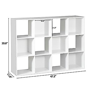 ZenStyle 12 Cube Storage Shelf Organizer Bookshelf with Open Back Closet Cabinet, DIY Plastic Modular Book Shelf for Organizing Closet Bins