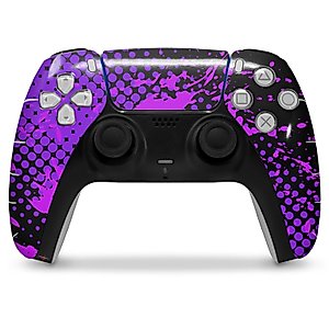 WraptorSkinz Skin Wrap compatible with Sony PS5 DualSense Controller Halftone Splatter Hot Pink Purple (CONTROLLER NOT INCLUDED)