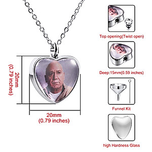 MeMeDIY Personalized Angel Wing Pendant Heart Urn Necklace Engraving Photo/Name for Men Women with Birthstone Stainless Steel Pet Human Ashes Holder Memorial Keepsake Cremation Funnel Kit(Sliver)