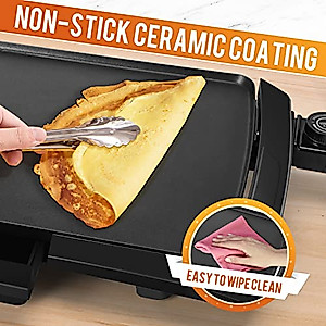 Aigostar Electric Griddle Nonstick 1500W Pancake Griddle 8-Serving Electric Indoor Grill 5-Level Control with Adjustable Temperature & Oil Drip Tray for Easy Cleaning, 20” x 10” Family-Sized, Black