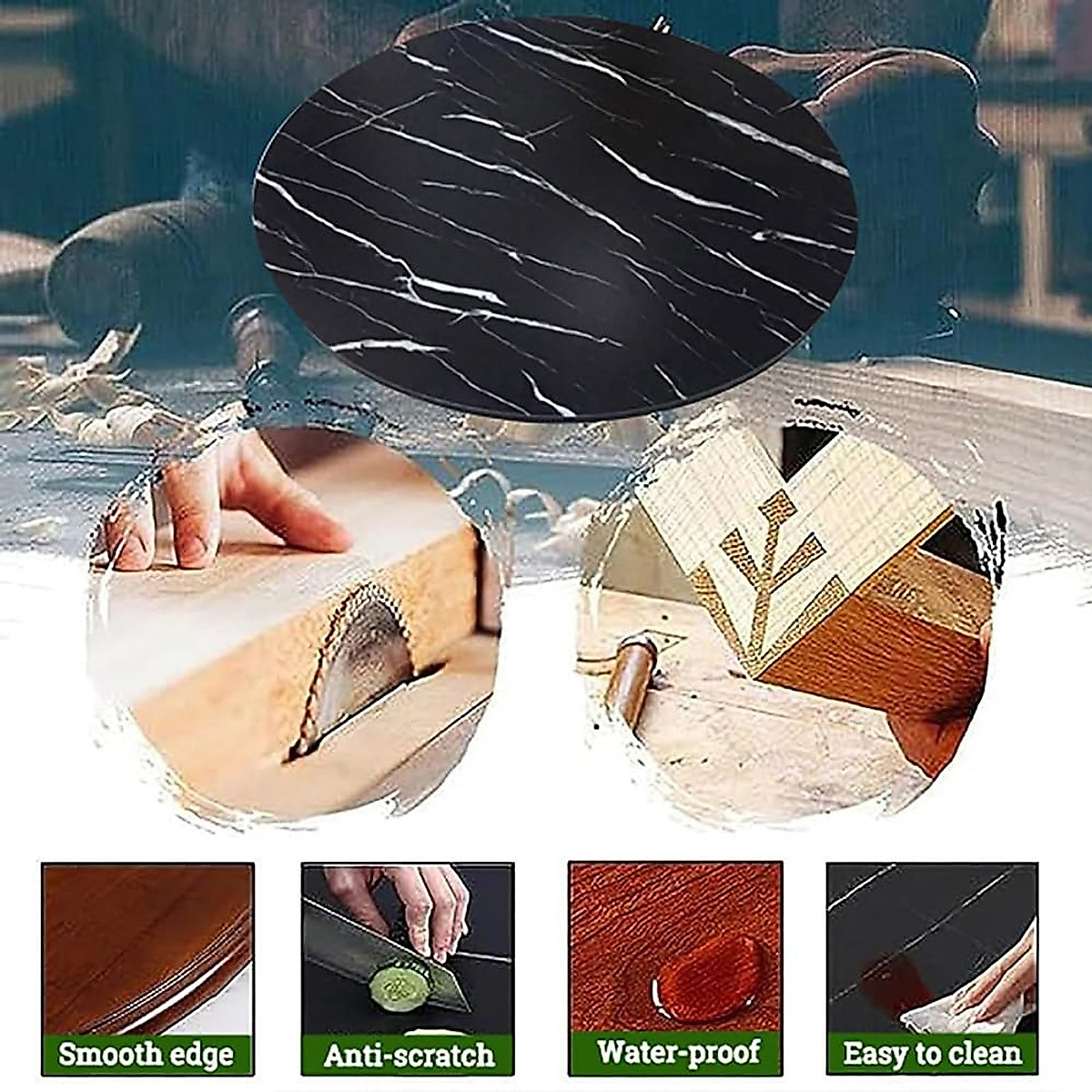 EMENAR Dining Table Rotating Tray Wooden Lazy Susan Tabletop Organizer Large Round Rotating Plate 20in 24in 27in 30in 36in 40in (Color : Marble white, Size : 100cm/40")