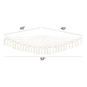 Mkono 2 Style Macrame Stuffed Animal Hammock Toy Storage Organizer with Lights and Tassels Boho Stuff Animals NetLarge Capability Corner Toys Display Hammock for Nursery Playroom