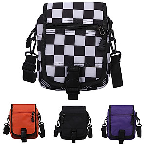 WYAQJLV Small Crossbody Bag Mini Shoulder Bag for Men Flap, Women Messenger Satchel Bags Wallet (black and white plaid)