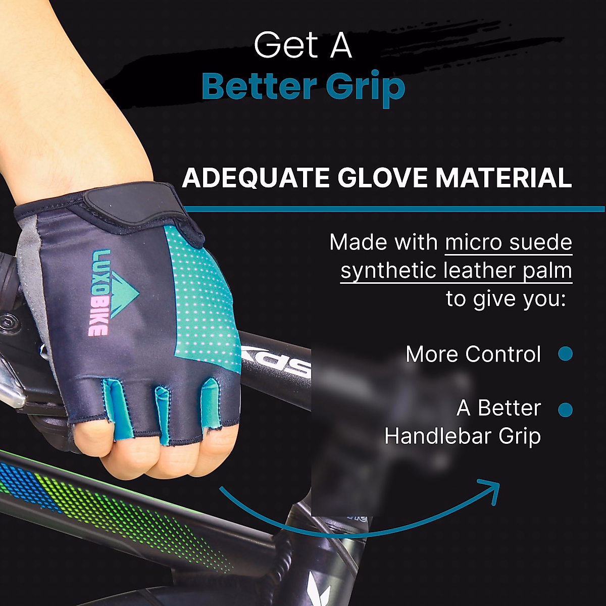 LuxoBike Cycling Gloves Bicycle Gloves Bicycling Gloves Mountain Bike Gloves – Anti Slip Shock Absorbing Padded Breathable Half Finger Short Sports Gloves Accessories for Men/Women