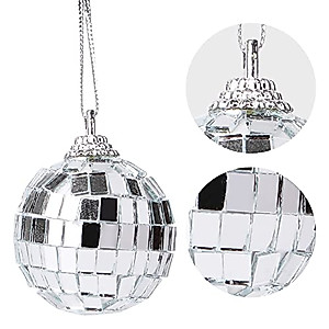 24 Pcs Silver Disco Mirror Ball for Party Decoration, Christmas Tree Wedding Birthday Party Ornaments (1.18 inch)