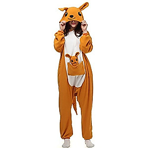 DIZGE Unisex Adult Animal Onesie One-Piece Kangaroo Animal Pajamas Cosplay Costume Medium