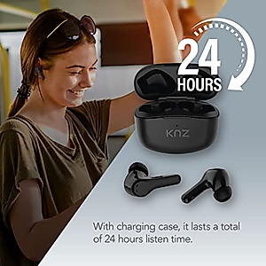 KNZ PUREFECT True Wireless Stereo Earbuds with Hybrid Active Noise Cancellation, Environmental Noise Cancellation (ENC) and Ambient Mode, Bluetooth 5.2, Wireless Charging, USB C, IPX5, Immersive Sound