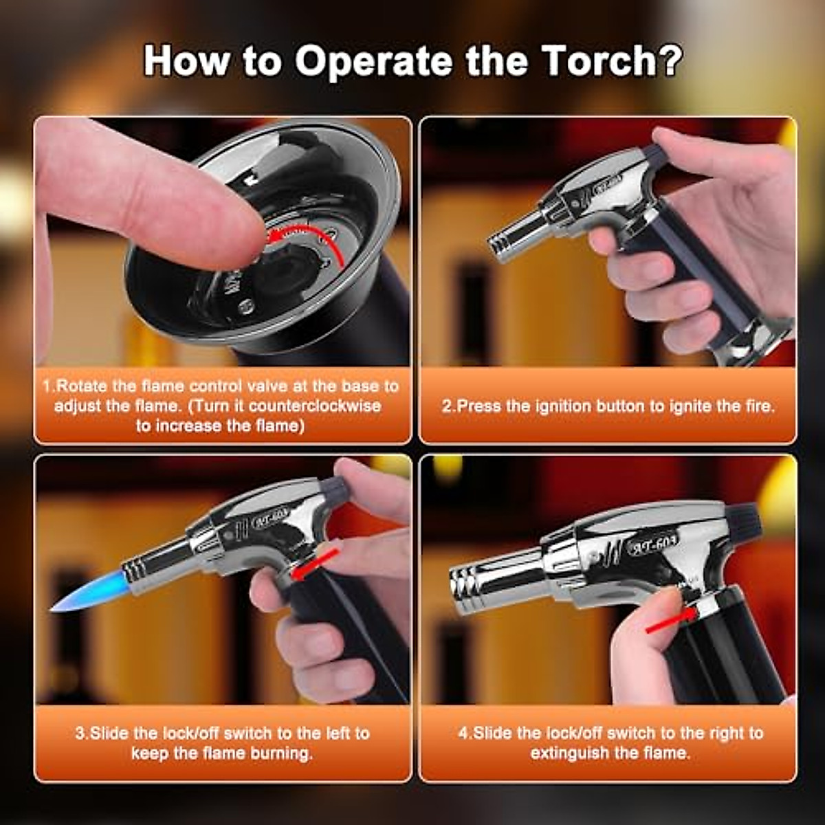 Cocktail Smoker Kit with Torch, Whiskey Smoker Kit with 6 Flavors Wood Chips, Old Fashioned Bourbon Drink Smoker Infuser Kit, Fathers Day Birthday Gifts for Men, Dad (No Butane)