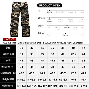 zeetoo Mens Relaxed-Fit Cargo Pants Multi Pocket Military Camo Combat Work Pants GZ03 Khaki Camo