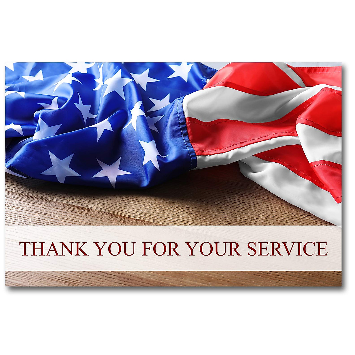 Small World Greetings American Flag Thank You For Your Service Cards 24 Count - Blank Inside with White Envelopes - Patriotic - Veteran's Day - Military - A2 Size (5.5" x 4.25")