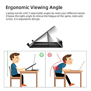 DESIGNA Metal Mesh Ventilated Adjustable Laptop Stands Computer Notebook Holder Stand Riser Compatible with Apple MacBook Air Pro Dell XPS HP Samsung Lenovo More Laptops up to 19"- Black