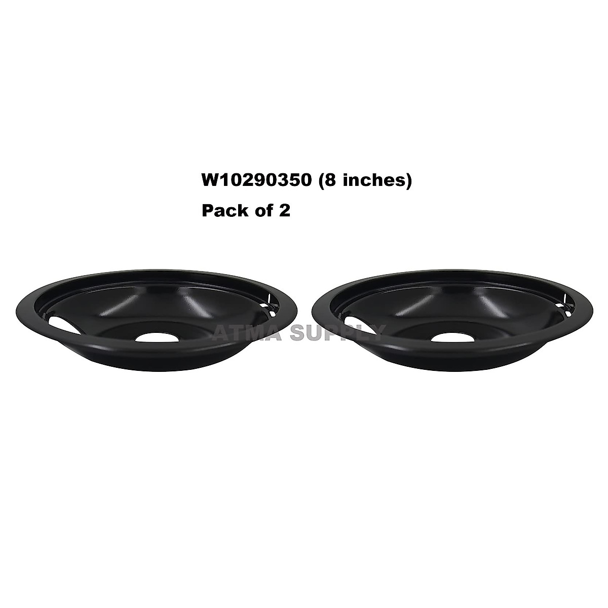 W10290350 and W10290353 Range Cooktop Porcelain Drip Pans Set Compatible with Whirlpool Includes 2 8-Inch and 2 6-Inch Pans,4pack, Black
