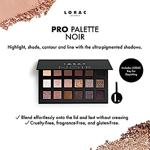 LORAC PRO Matte & Shimmer Eyeshadow Palette, Noir | Glitter | Mirror Compact | Cruelty Free, Gluten Free, Vegan