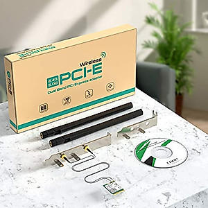 AX210 WiFi 6E Desktop Kit, Expand to Tri-Band 6GHz/5GHz/2.4GHz M.2 NGFF Wireless Bluetooth 5.2 Card Support Windows 10 11, 64 bit Desktop PC, Includes Ipex Cable, 5dBi Antennas and Brackets