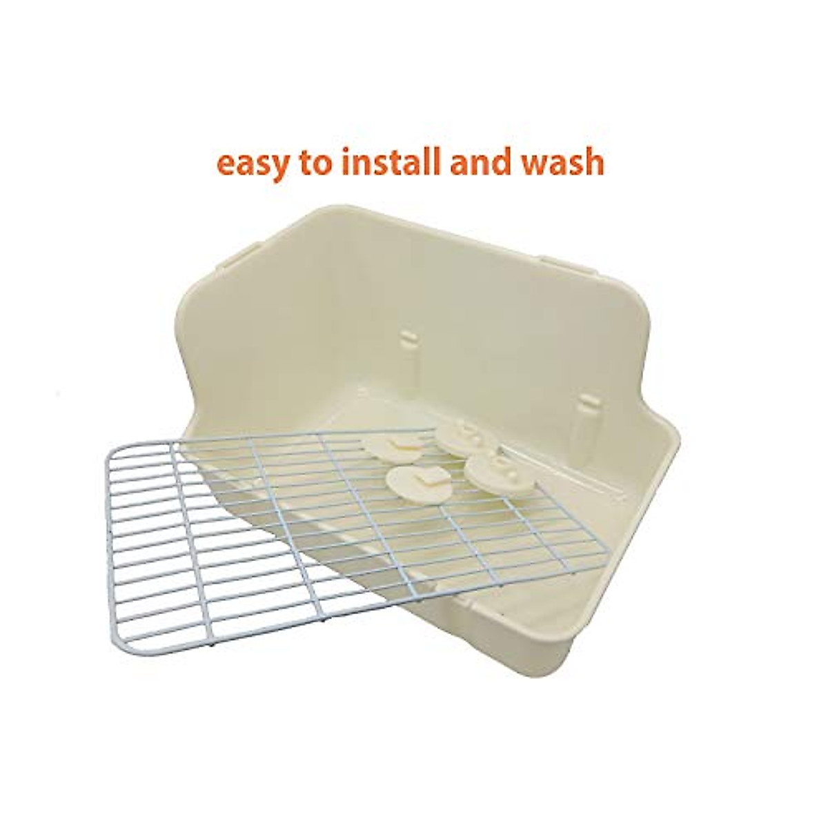 Rabbit Litter Box, Corner Litter Bedding Box, Pet Toilet for Small Animals, Rabbit, Guinea Pig, Chinchilla, Ferret, Galesaur, 11.02 Inches (Pink)