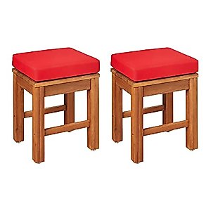 Amazon Aware FSC Certified (FSC N004130) Outdoor Patio Stools with Cushions, Acacia Wood, Set of 2, Natural Finish