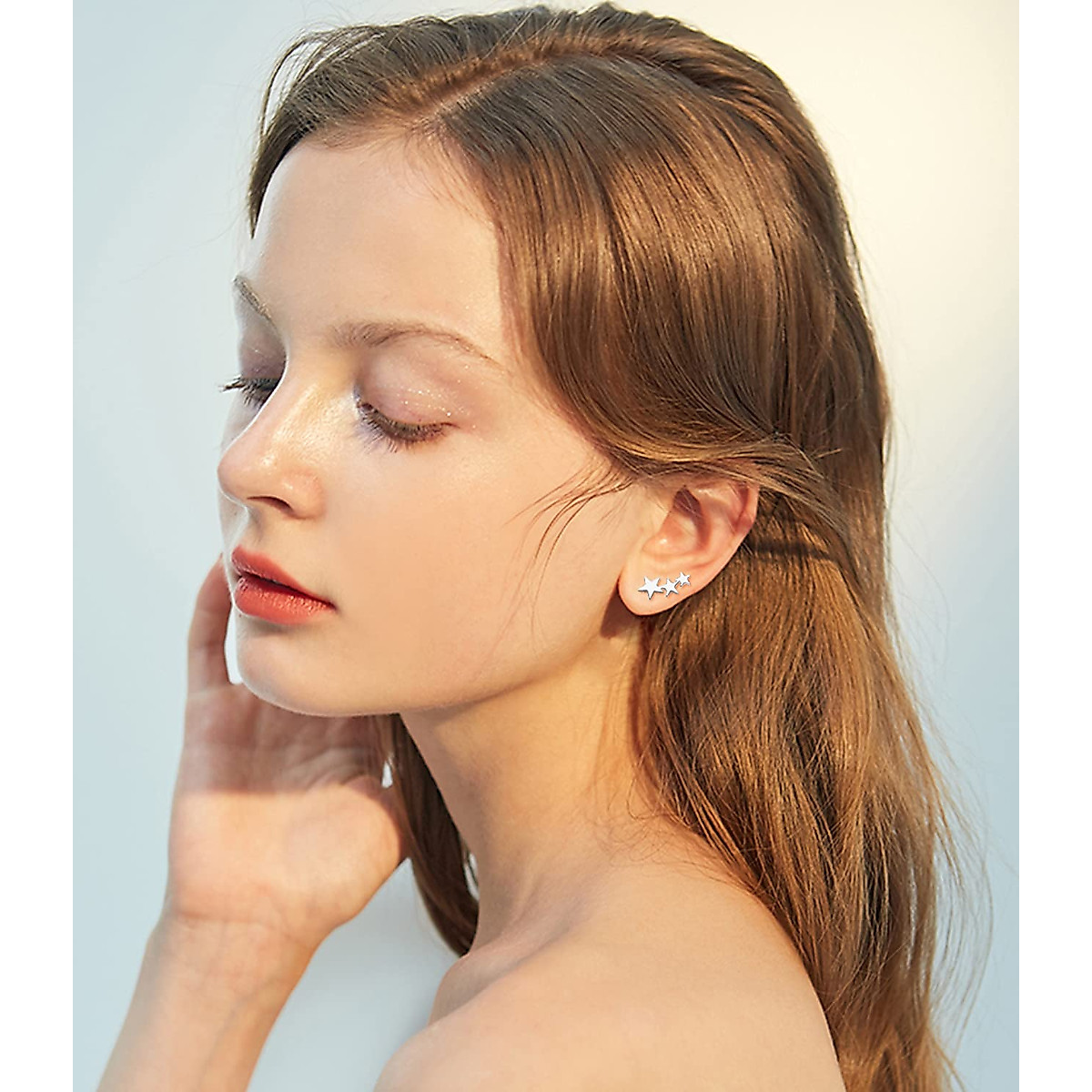 Sterling Silver Star Stud Hypoallergenic Stars Post Earrings for Girls Teens Women