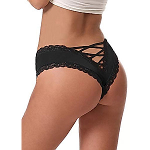 Sofishie Sexy V-Back Criss Cross Panties - Black - Medium