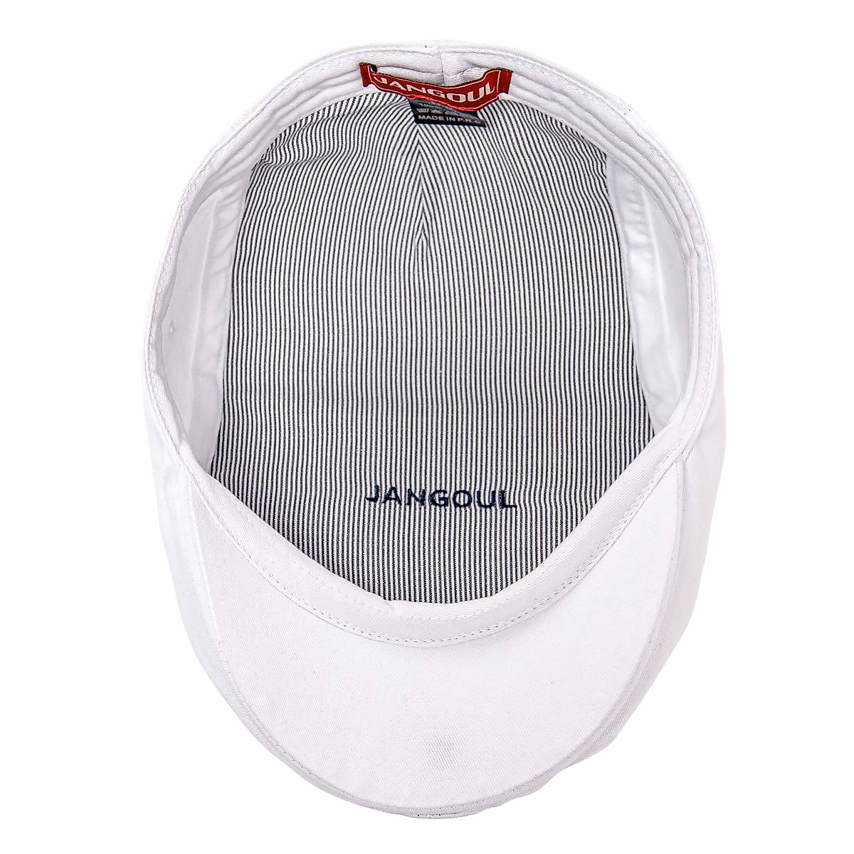 JANGOUL Men Ivy Cap Cotton Twill Newsboy Flat Cap (White, 7 3/8)