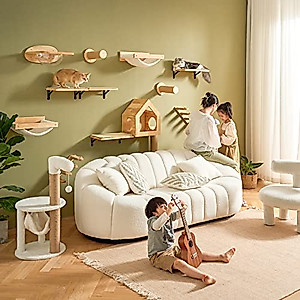 FUKUMARU Cat Scratching Post, 31.5 Inch Cat Tree with Hammock, Unique and Cute Small Horse Cat Tower with Perch for Indoor Cats