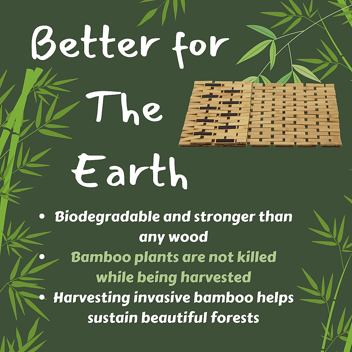 Lotus Creative's Bamboo Bath and Shower Mat Perfect for Bathroom, Bathtub, Kitchen, and Sauna – Quick Dry – Boho Bathroom Accessories, Bathmat Decor